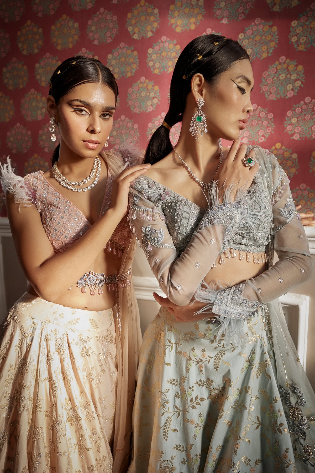 Shop Women's Rose Pink Floral Lehenga Set | Aditi Gupta